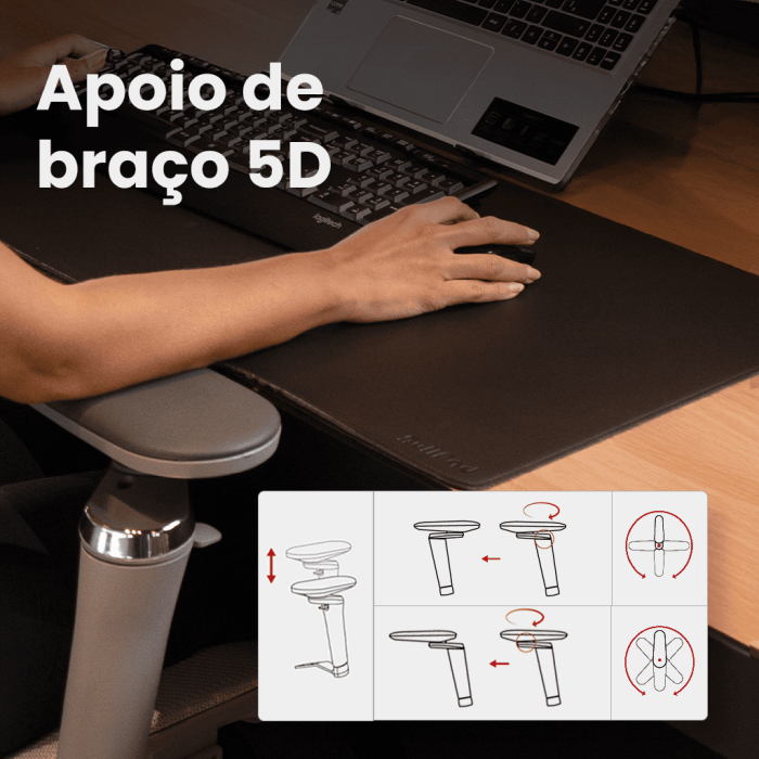 Cadeira Escritório DT3 Office Ergonomie FT Grey - 14436-8 - ProGaming ...