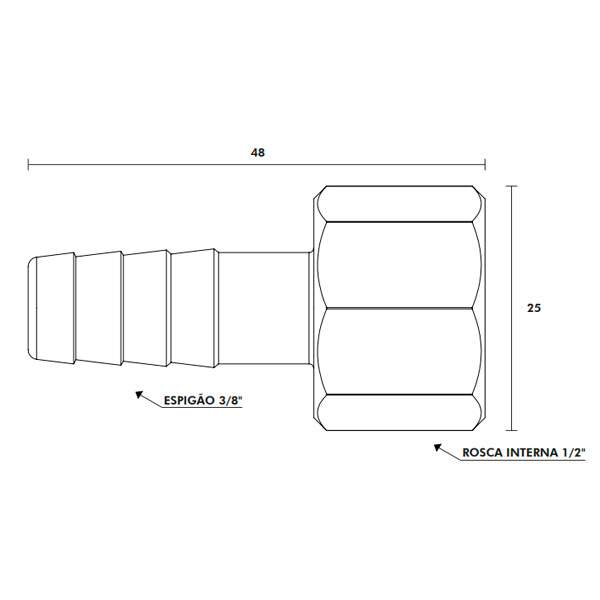 Adaptador Reto para Instalação de Gás Blukit 180104-21