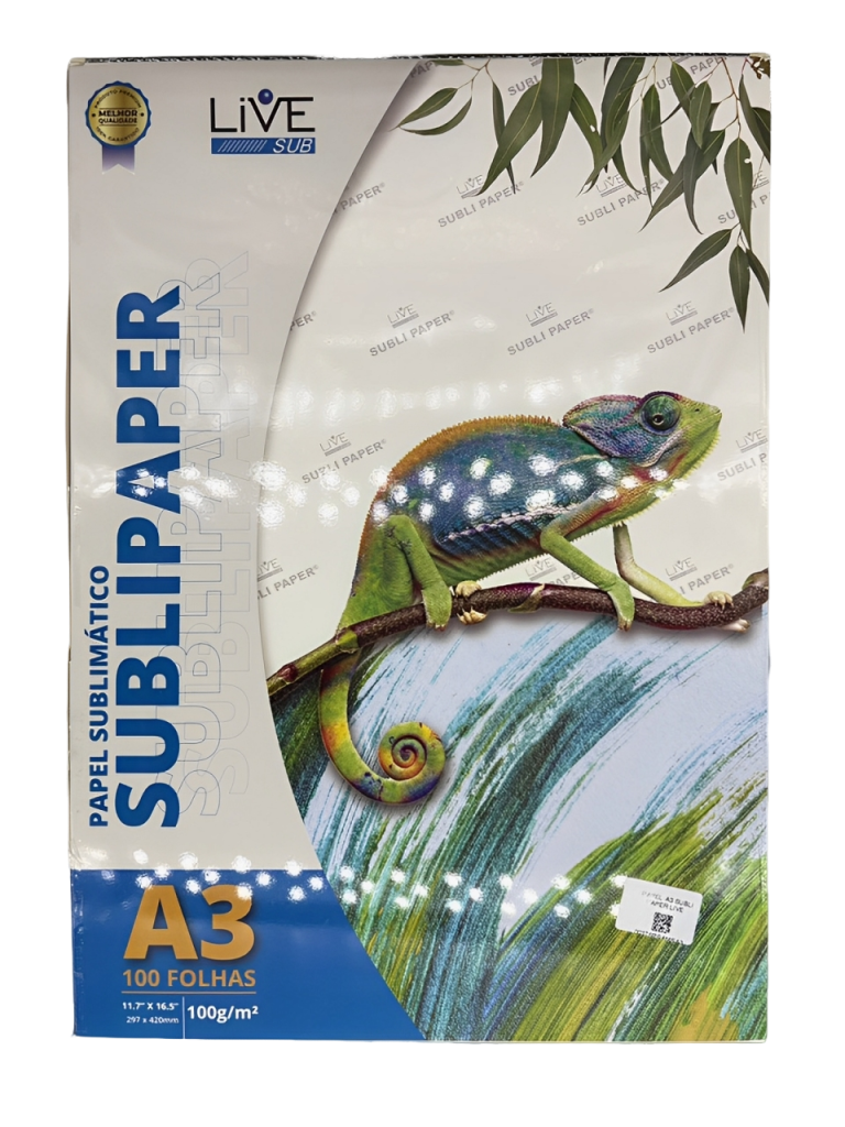 PAPEL TRANSFER SUBLI PAPER LIVE - A3 (29X42CM) RESINADO PARA POLIÉSTER ...
