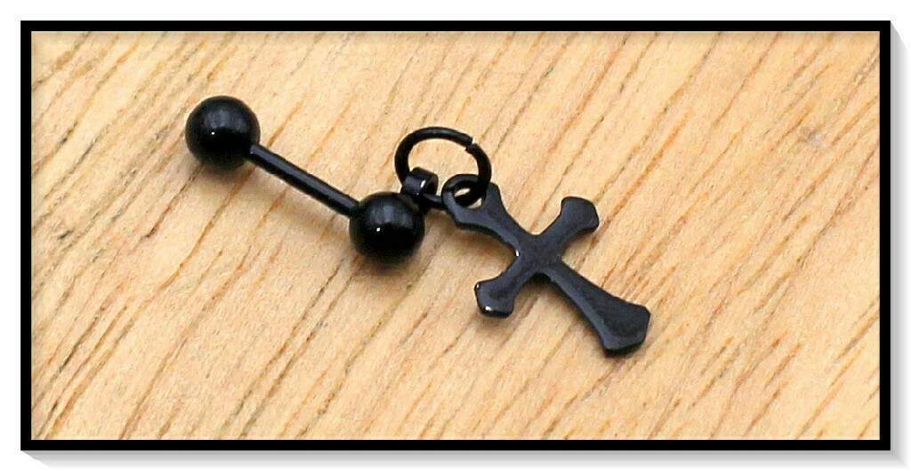 Cartela Com 12 Piercing Cruz Black