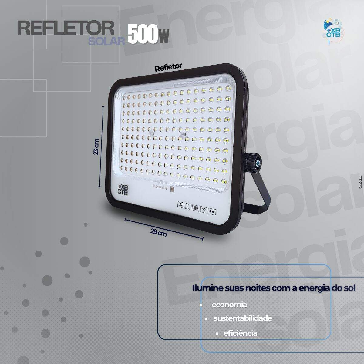 Refletor Holofote LED SOLAR 100W fotovoltaica
