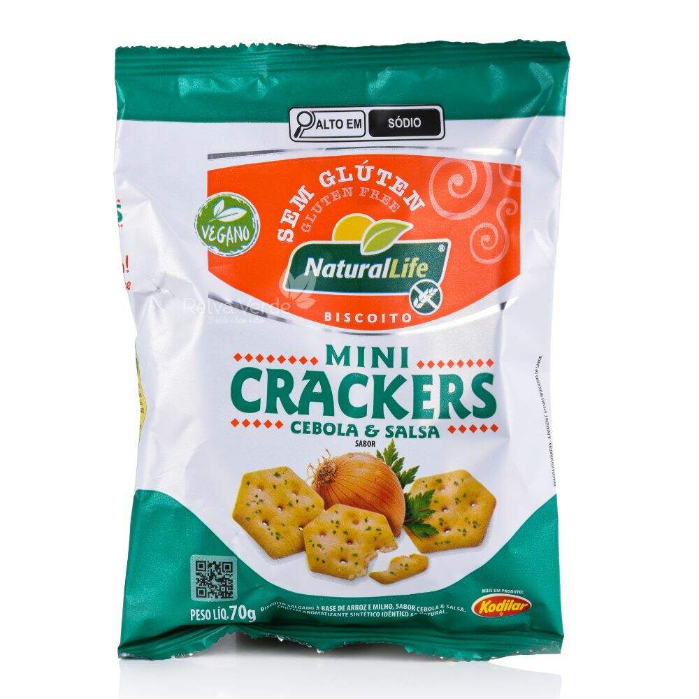 Biscoito Mini Crackers Vegano Sabor Cebola e Salsa Natural Life 70g
