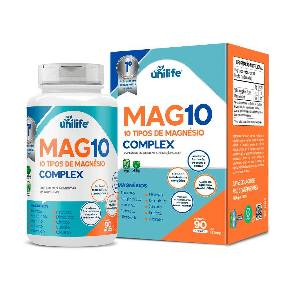 Mag10 Complex (10 tipos de Magnésio) Unilife 90 cápsulas