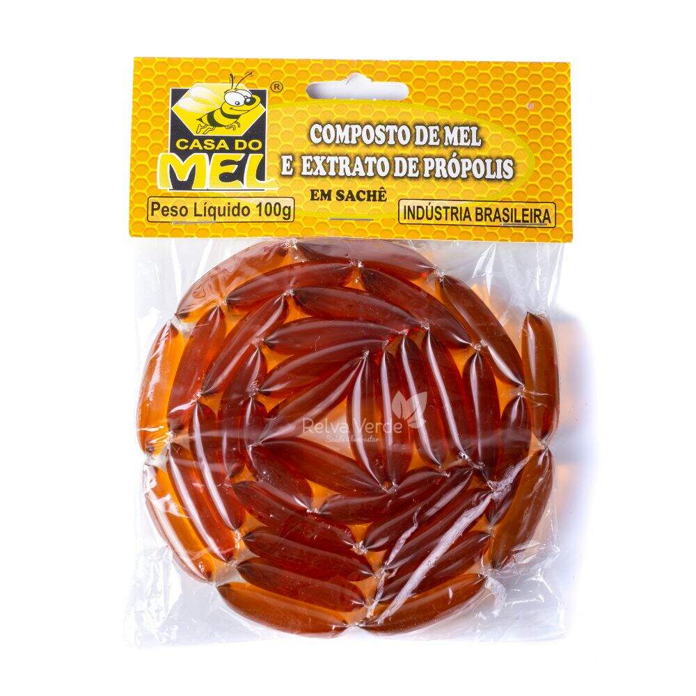 Mel Com Própolis Sachê Casa do Mel 100g