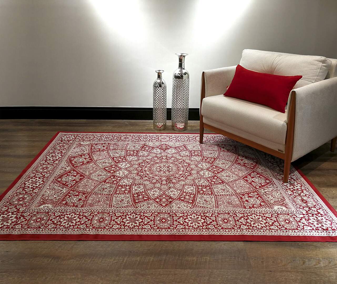 Tapete Belga Cl ssico Astro Mandala Moldura Vermelho 1 40 X 2 00m