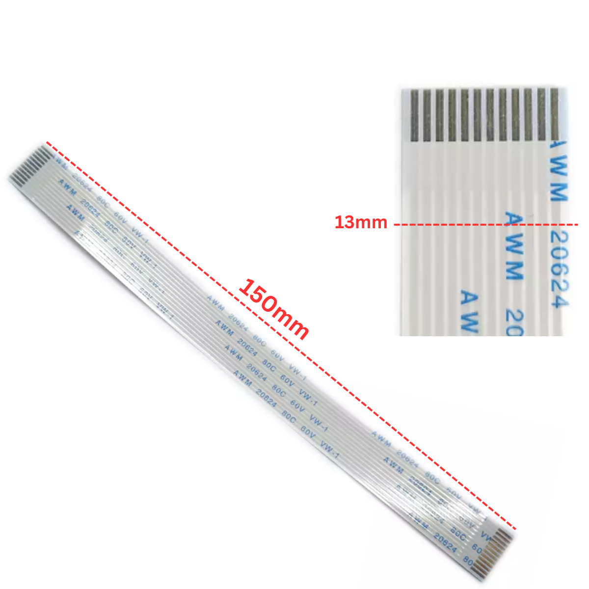 Cabo Flat 12 Vias X 15Cm Passo 1.0 Contato Normal - RADIOCOMPONENTES.COM