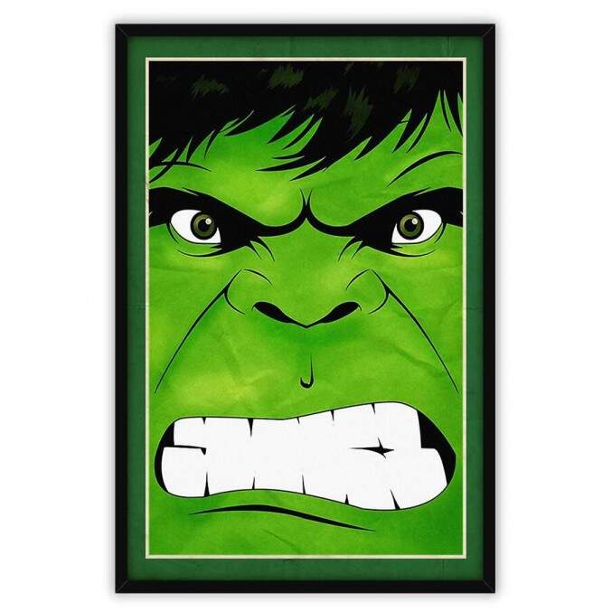 Quadro Decorativo Com Moldura Gibi Quadrinhos Hulk Marvel