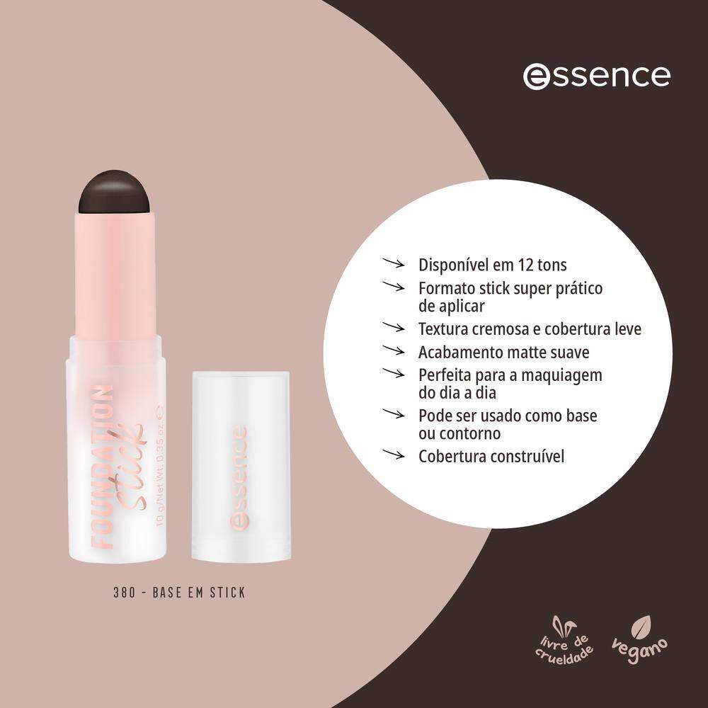 Base em Bastão Essence Cor 380 Foundation Stick Essence Cosmetics 10g ...