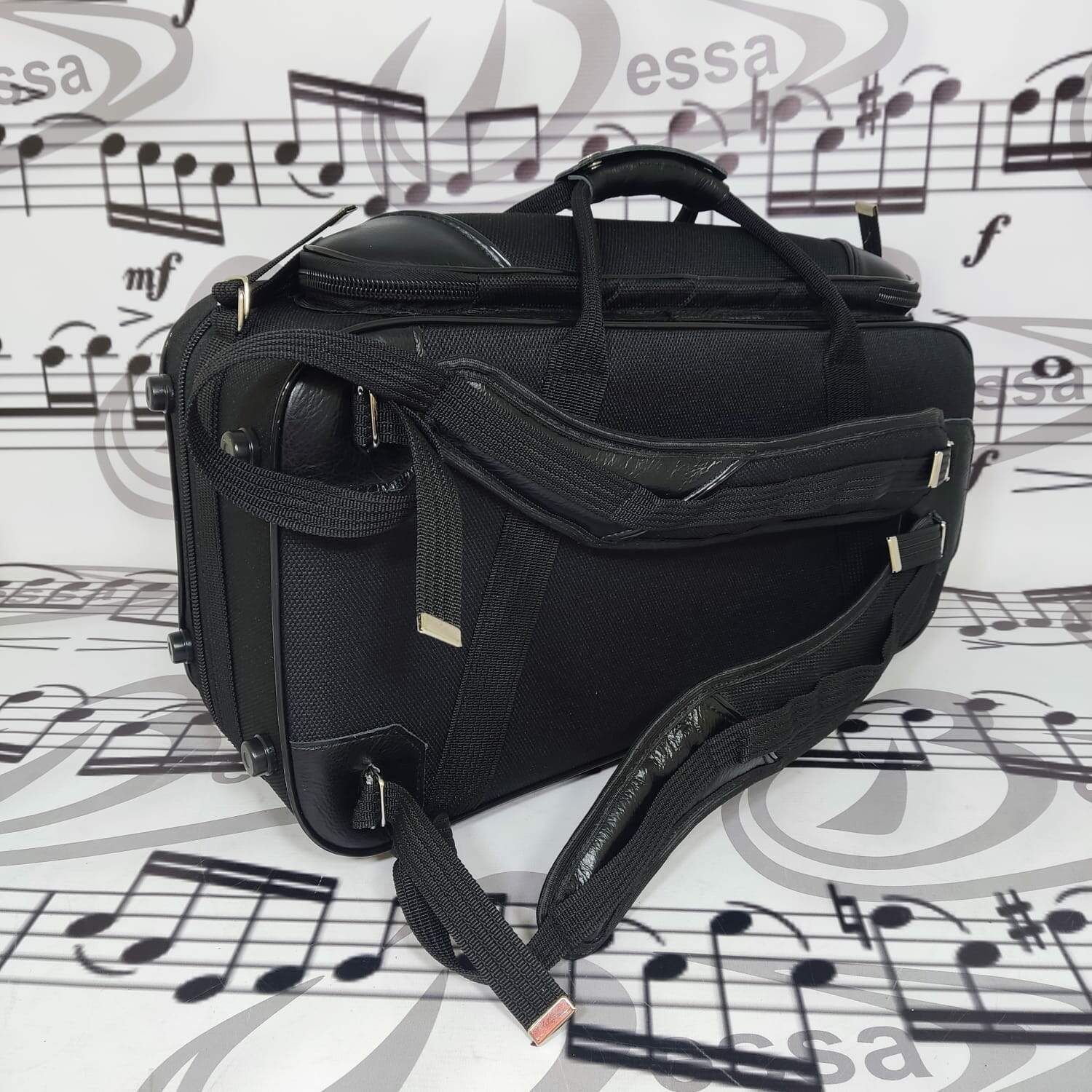 (0204) Case Flugelhorn e Trompete nylon preto com detalhes em couro ...