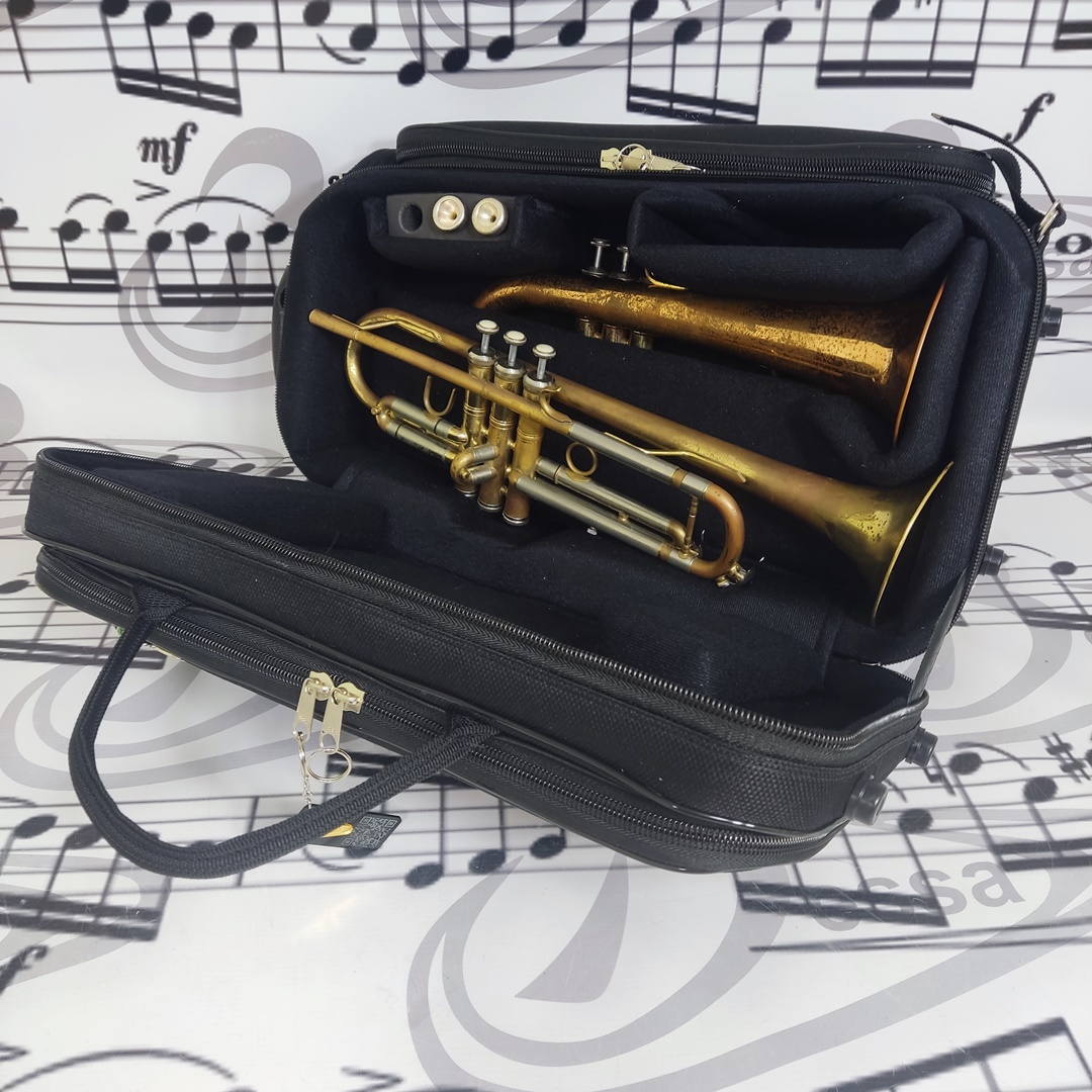 (0204) Case Flugelhorn e Trompete nylon preto com detalhes em couro ...