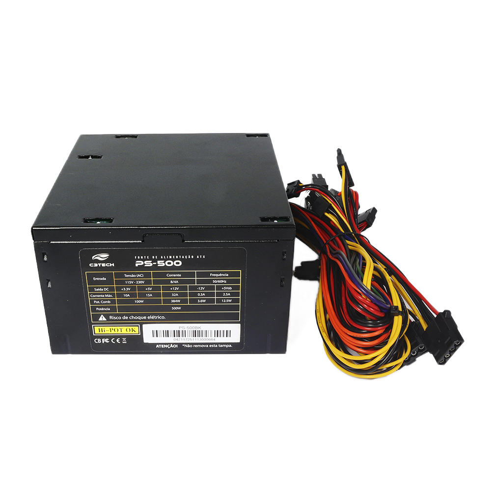 Fonte ATX 500W PS-500BK Sem Cabo C3Tech