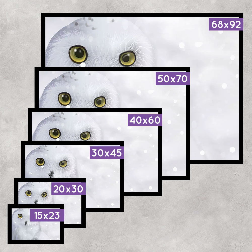 Quadro Decorativo Gigante Pintura Coruja Branca na Neve