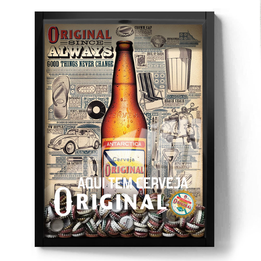 Quadro Decorativo Porta Tampinhas Aqui Tem Cerveja Original