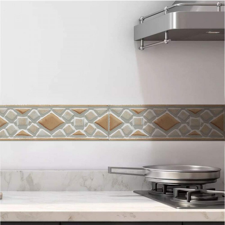 Faixa de Parede Imitando Azulejo Pedras Beges - Fran Adesivos de Parede