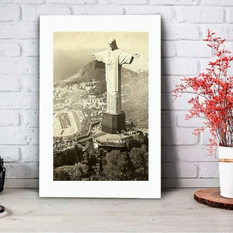 Placa Decorativa Monumento Cristo Redentor - Fran Adesivos de Parede