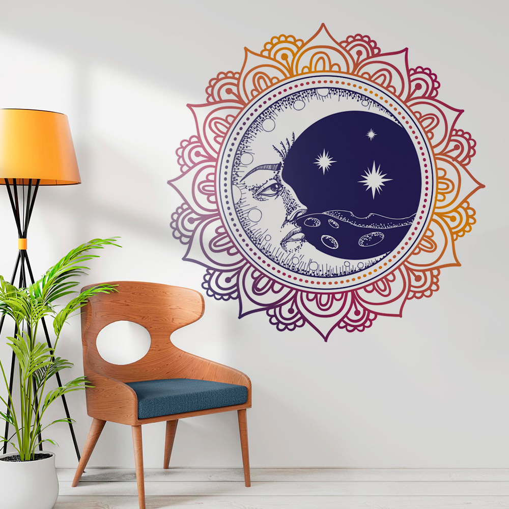 Adesivo de Parede Mandala Colorida Lua - Fran Adesivos de Parede