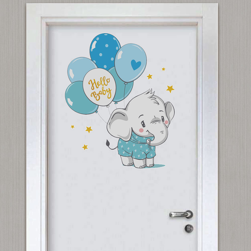 Adesivo de Parede Infantil Elefantinho com Balões - Fran Adesivos de Parede