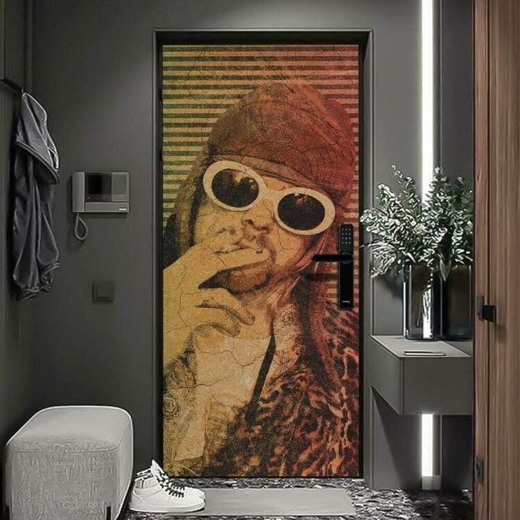 Adesivo Para Porta Banda Nirvana Kut Cobain - Fran Adesivos de Parede