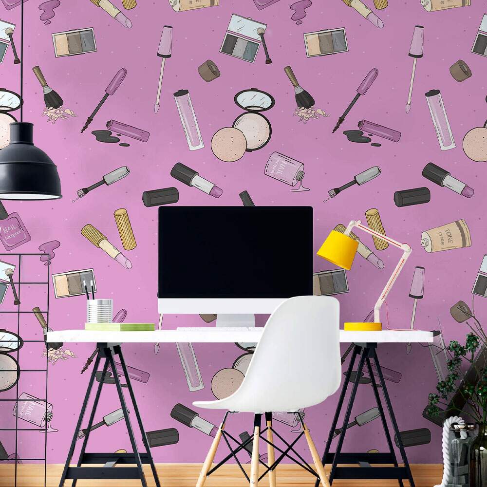 Papel de Parede Maquiagem Beauty Estilo Retrô - Fran Adesivos de Parede