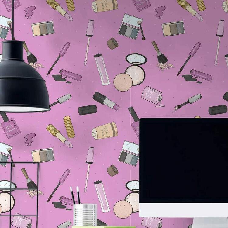 Papel de Parede Maquiagem Beauty Estilo Retrô - Fran Adesivos de Parede