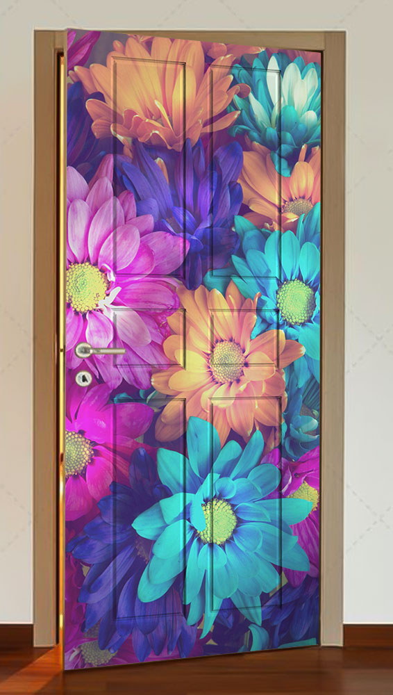 Adesivo para Porta Flores Coloridas - Fran Adesivos de Parede