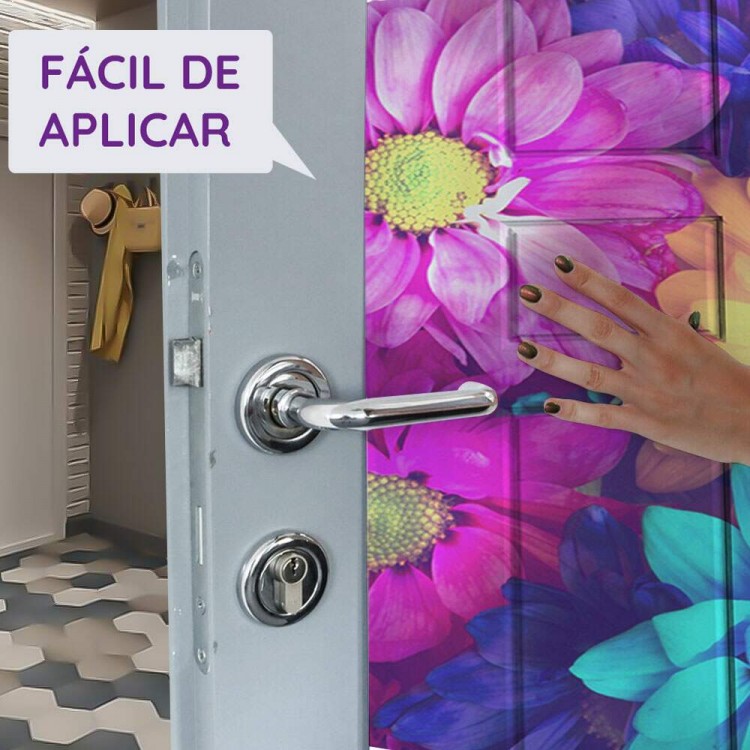 Adesivo para Porta Flores Coloridas - Fran Adesivos de Parede