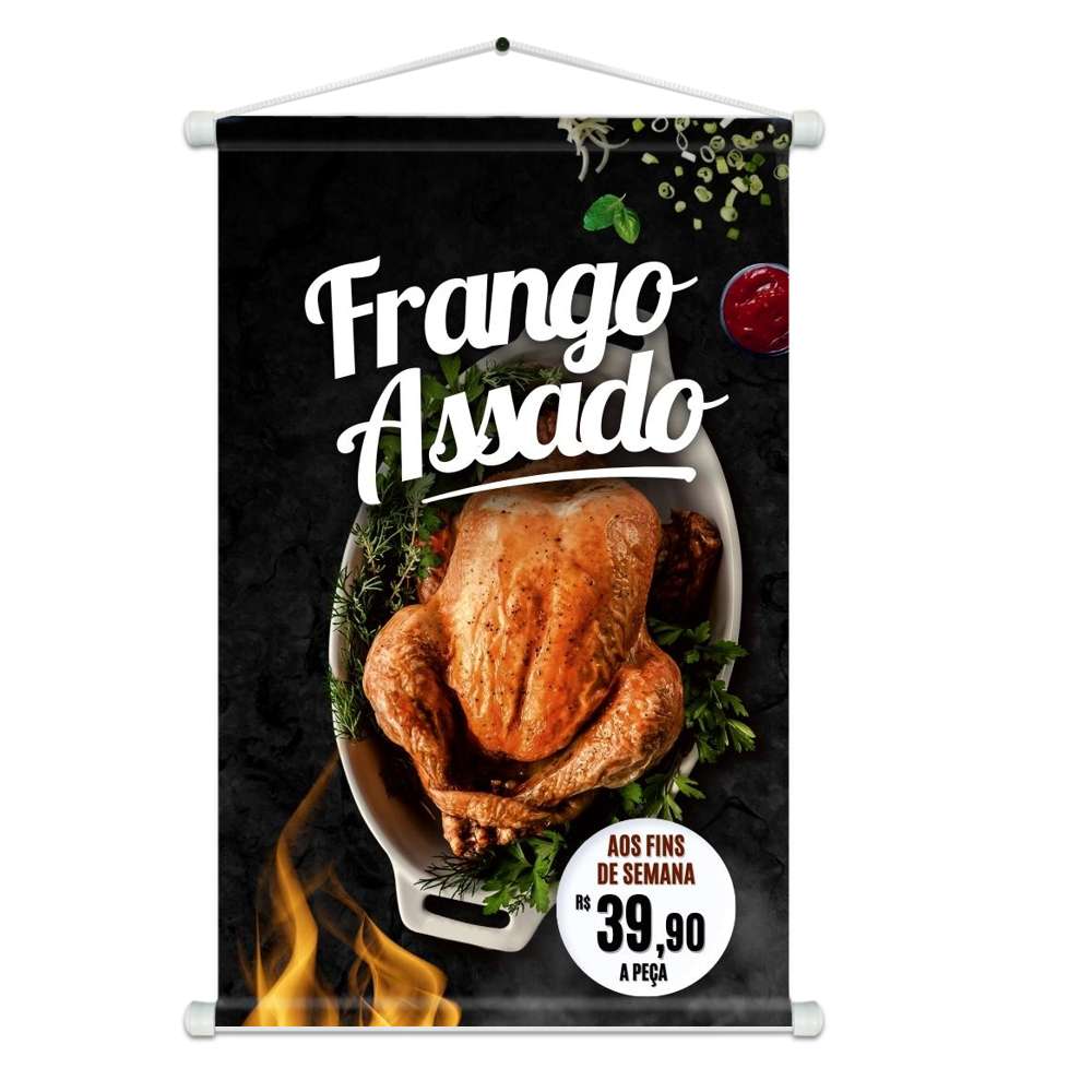 Banner de Frango Assado Personalizado Fundo Preto - Destaque o Sabor ...