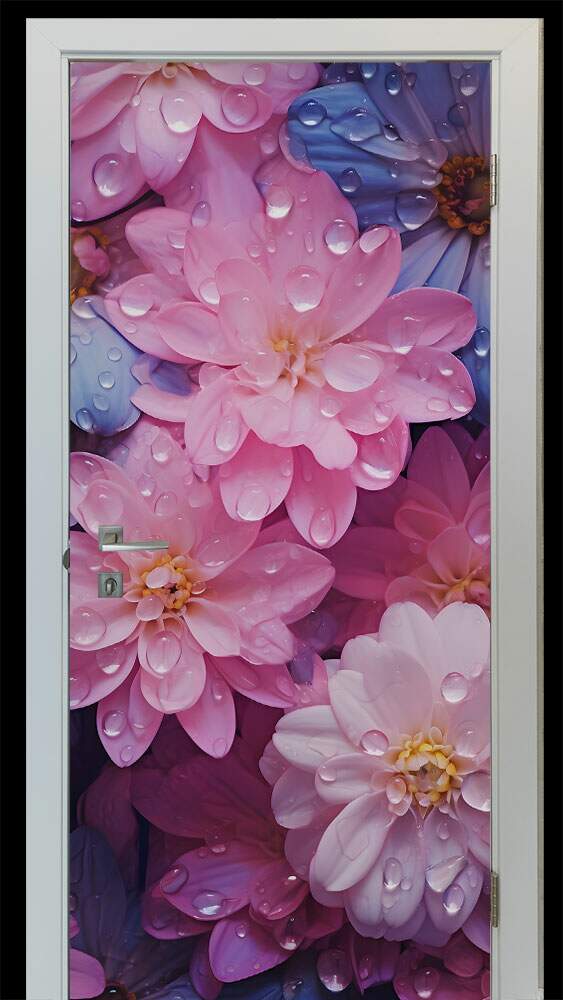 Adesivo Para Porta Detalhes Gotas em Flores - Fran Adesivos de Parede