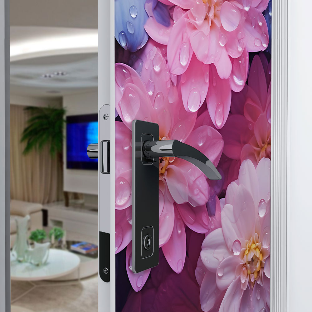 Adesivo Para Porta Detalhes Gotas em Flores - Fran Adesivos de Parede