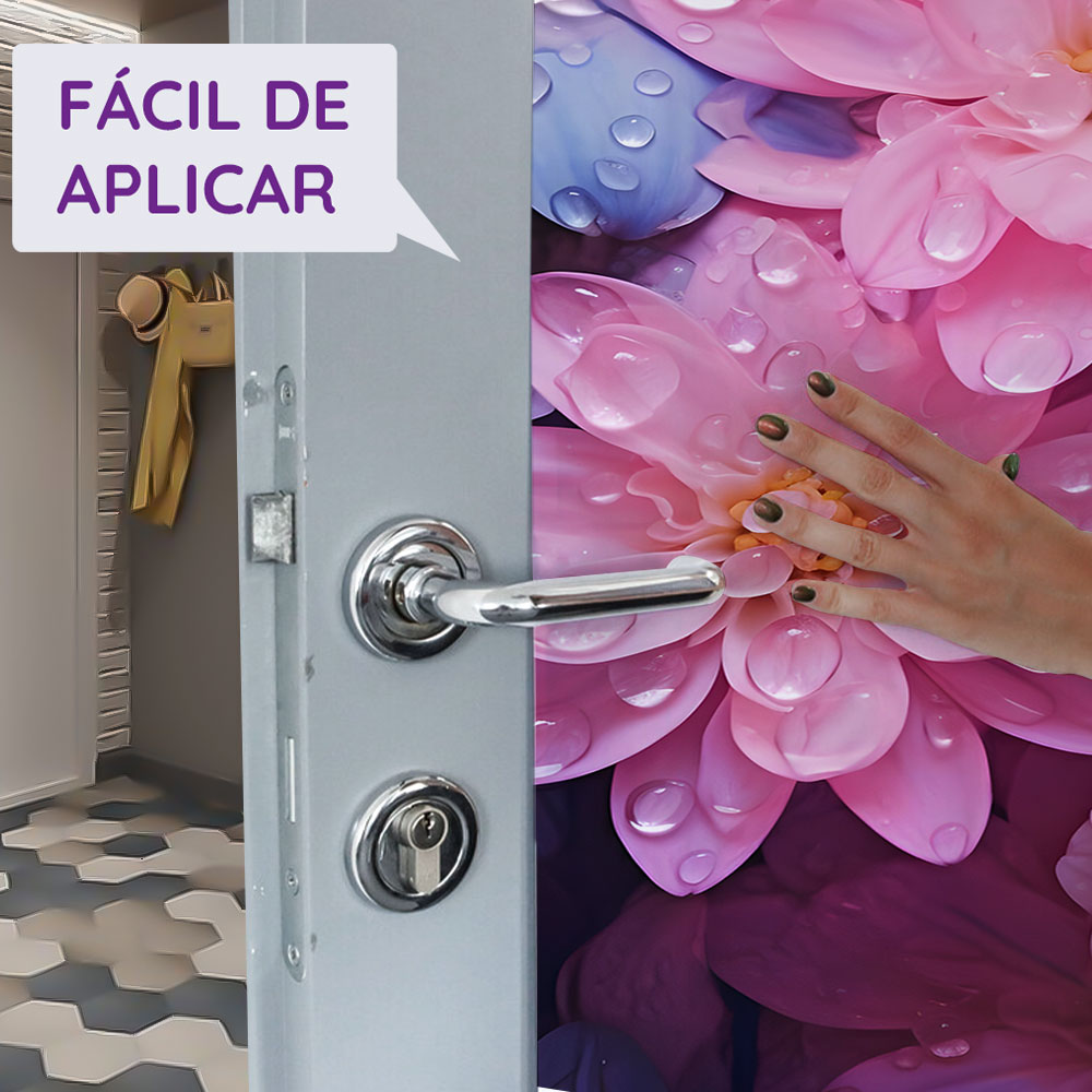 Adesivo Para Porta Detalhes Gotas em Flores - Fran Adesivos de Parede