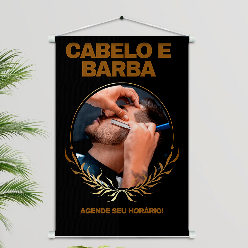 Banner Impresso em Lona Barbearia - Fran Adesivos de Parede