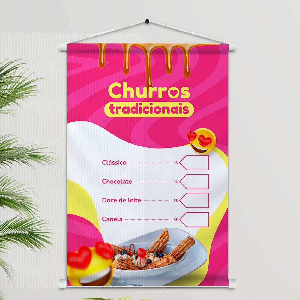 Banner Impresso em Lona - Churros 001 - Fran Adesivos de Parede