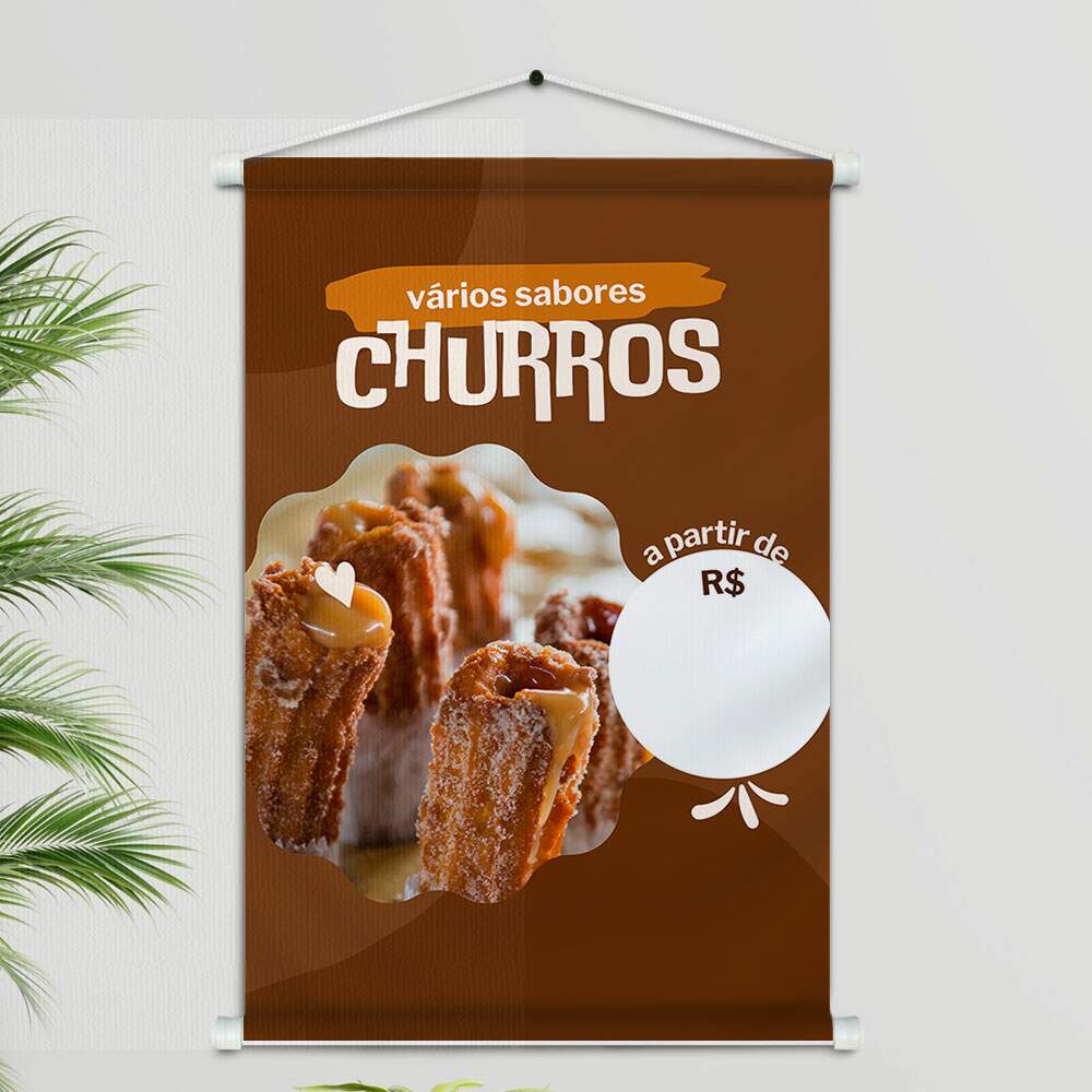 Banner Impresso em Lona - Churros 005 - Fran Adesivos de Parede