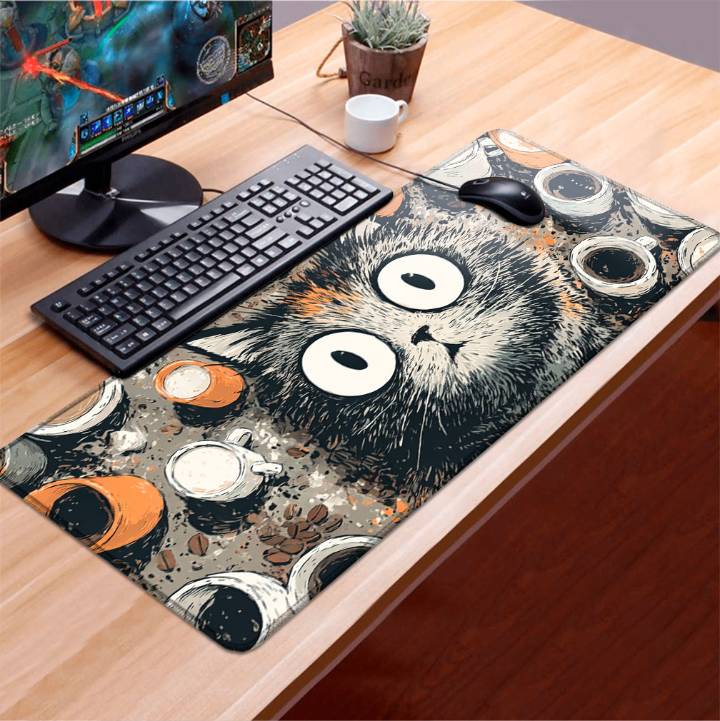 Mouse Pad Gato Viciado em Café - Fran Adesivos de Parede