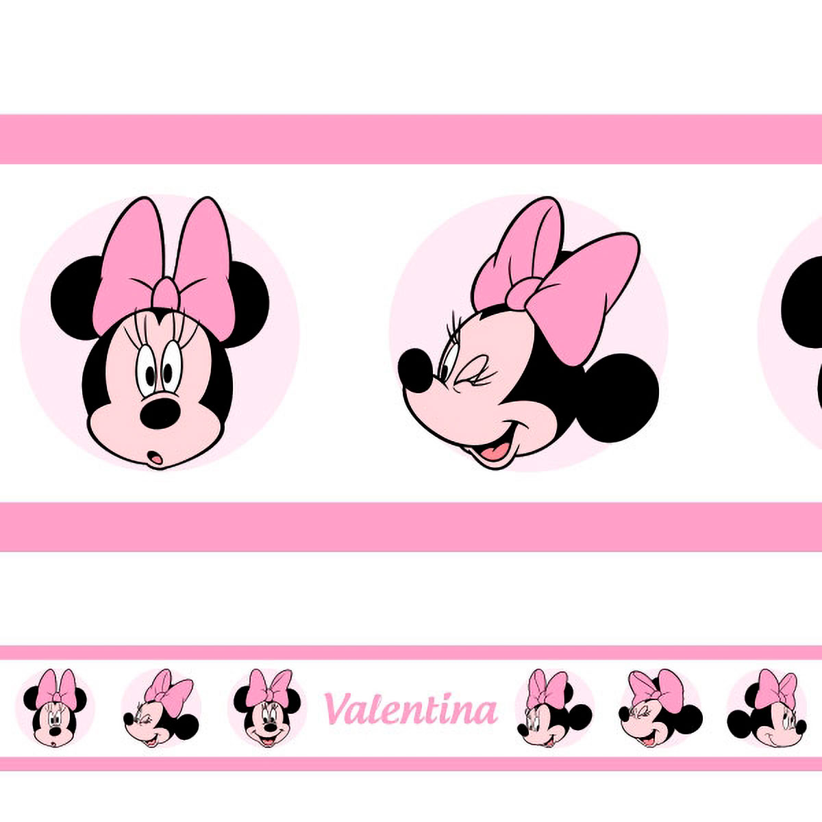 Adesivo de Parede Faixa com Nome Minnie 2 Rosa