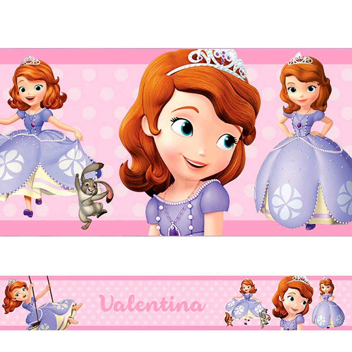 Adesivo de Parede Faixa com Nome Princesa Sofia Rosa Claro