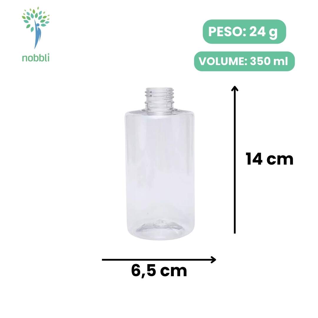 Frasco Pet Cristal Cilíndrico Reto 350ml