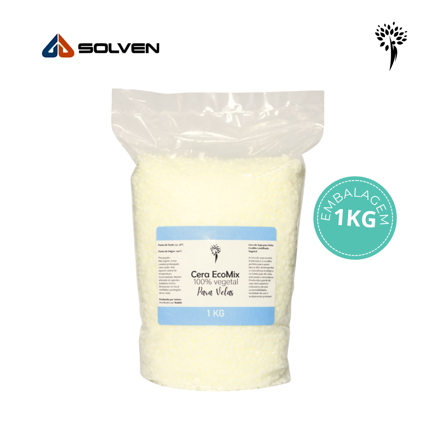 Cera EcoMix para Velas Aromáticas 1KG - Acabamento Premium Solven