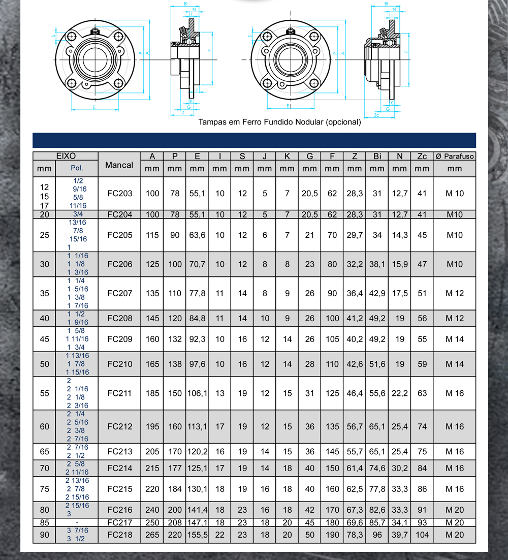 MANCAL P/ROLAMENTO FC212 DMR - Rolauto Rolamentos