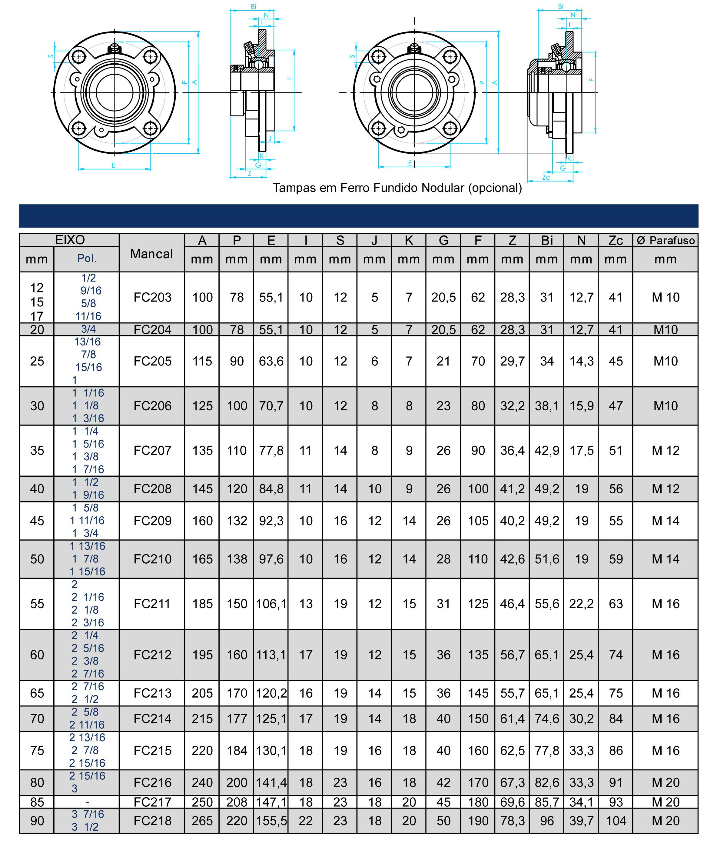 MANCAL P/ROLAMENTO FC206 DMR - Rolauto Rolamentos