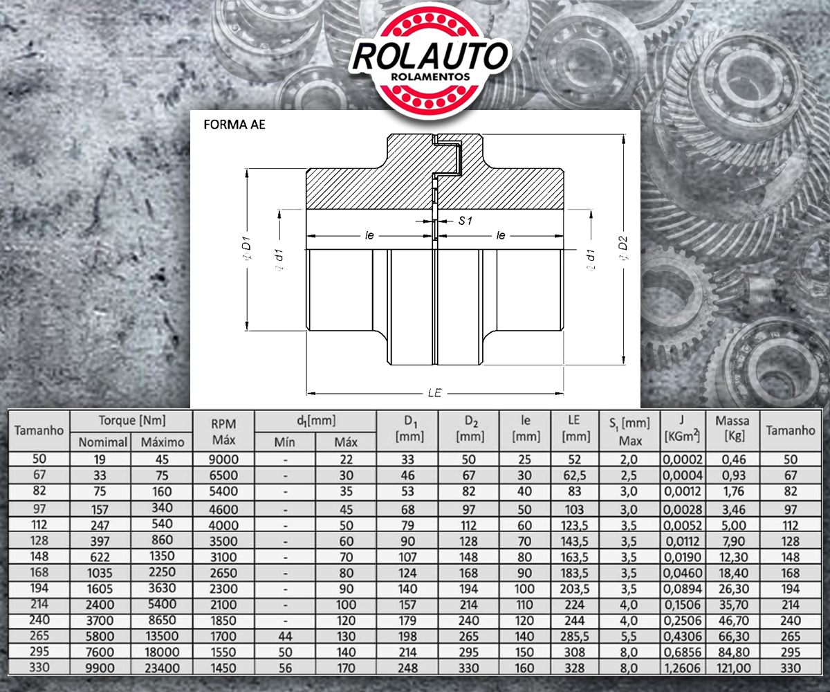 ACOPLAMENTO ELASTICO AE97 MADEMIL - Rolauto Rolamentos