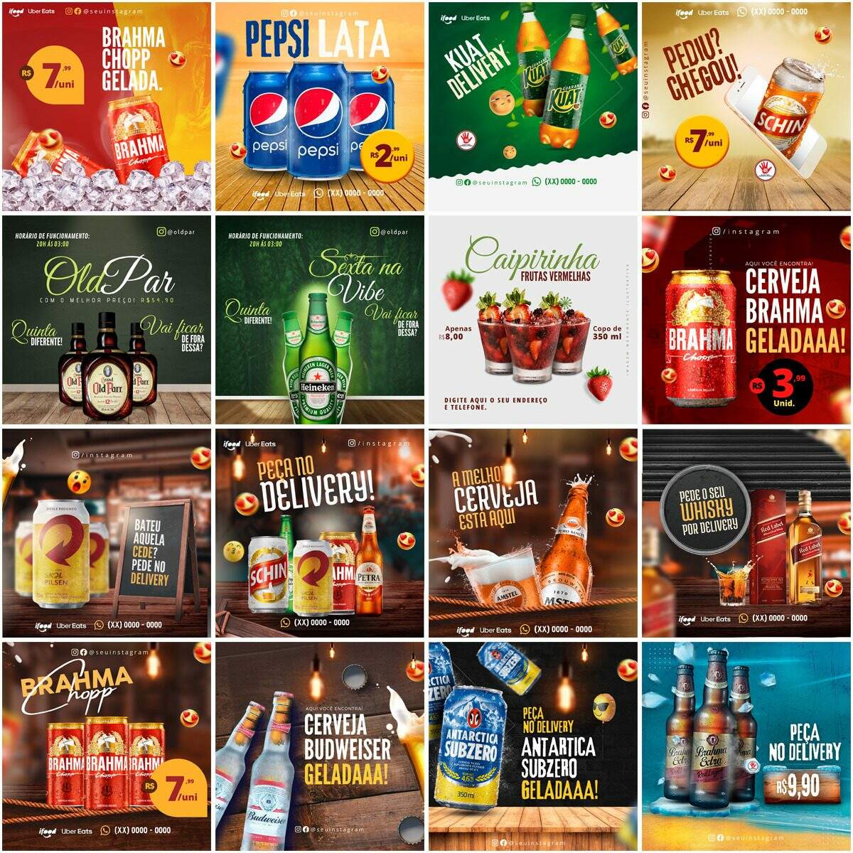 Pack Canva Drinks Bebidas Bar Templates Editável 40 Artes