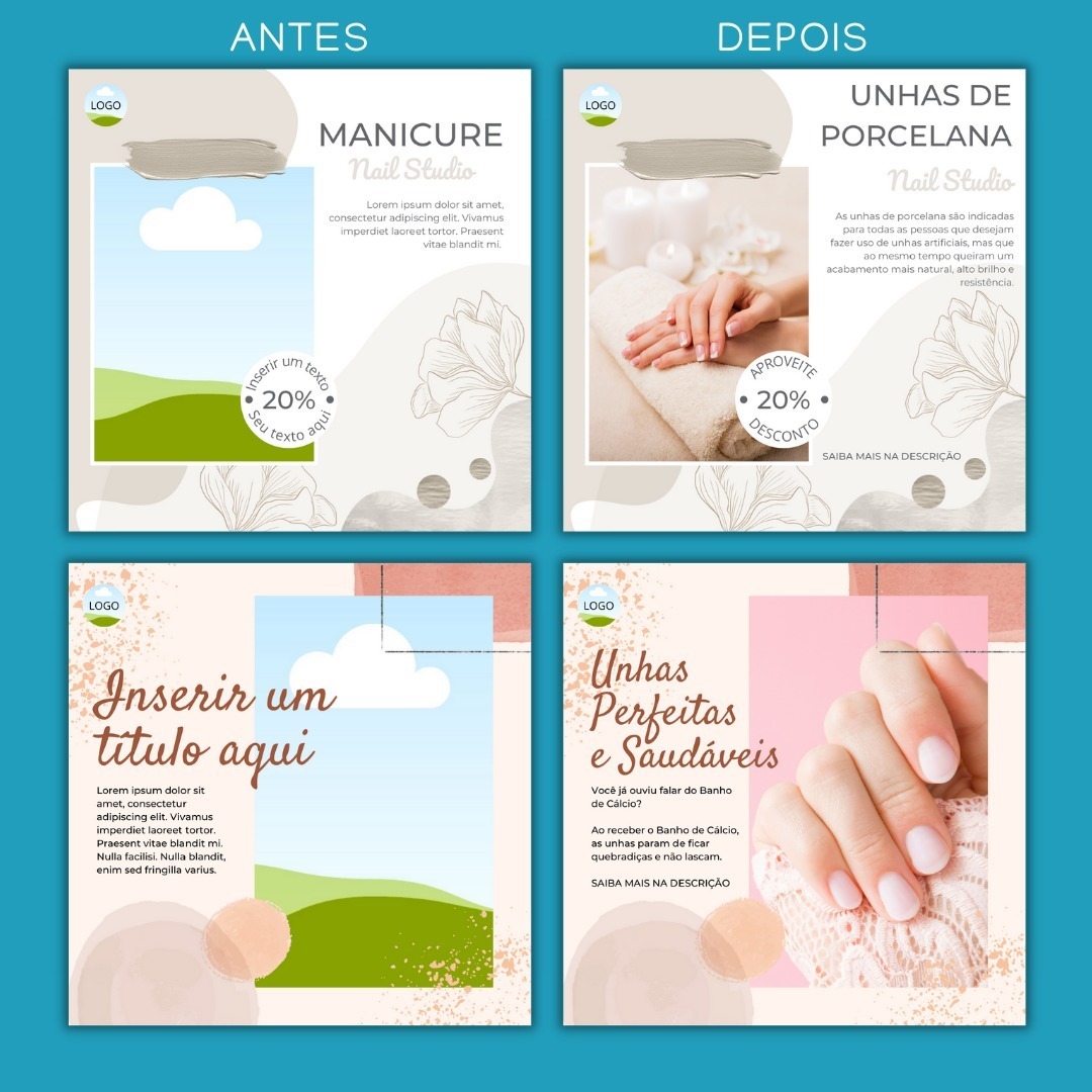 Pack Manicures - Templates Artes Editáveis No Canva
