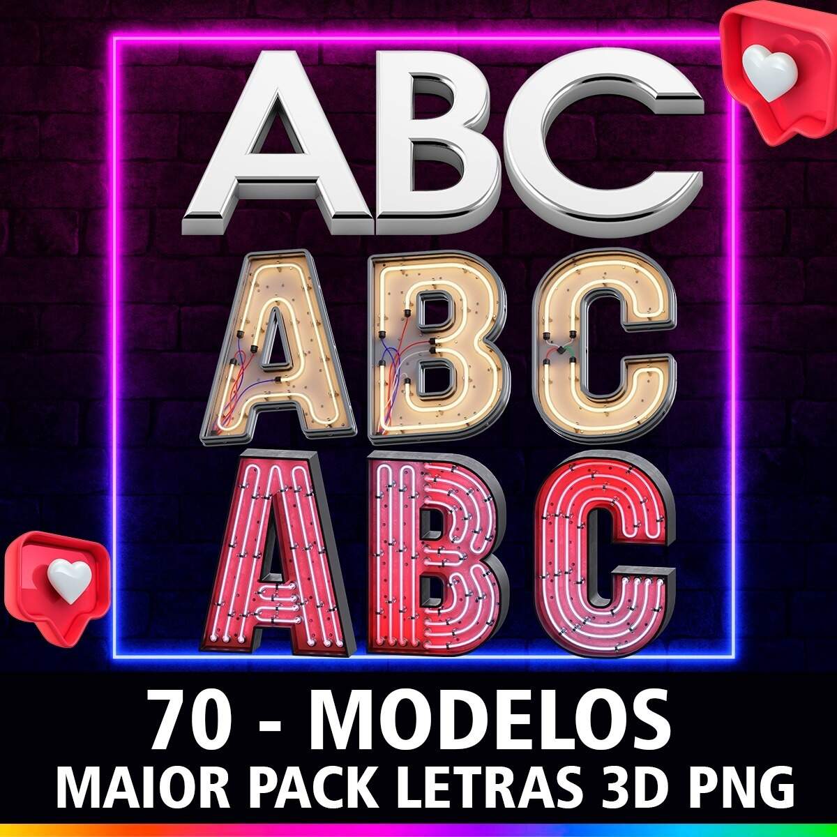 70 Letras 3d Png Alfabeto Madeira, Balão, Neon, Etc..