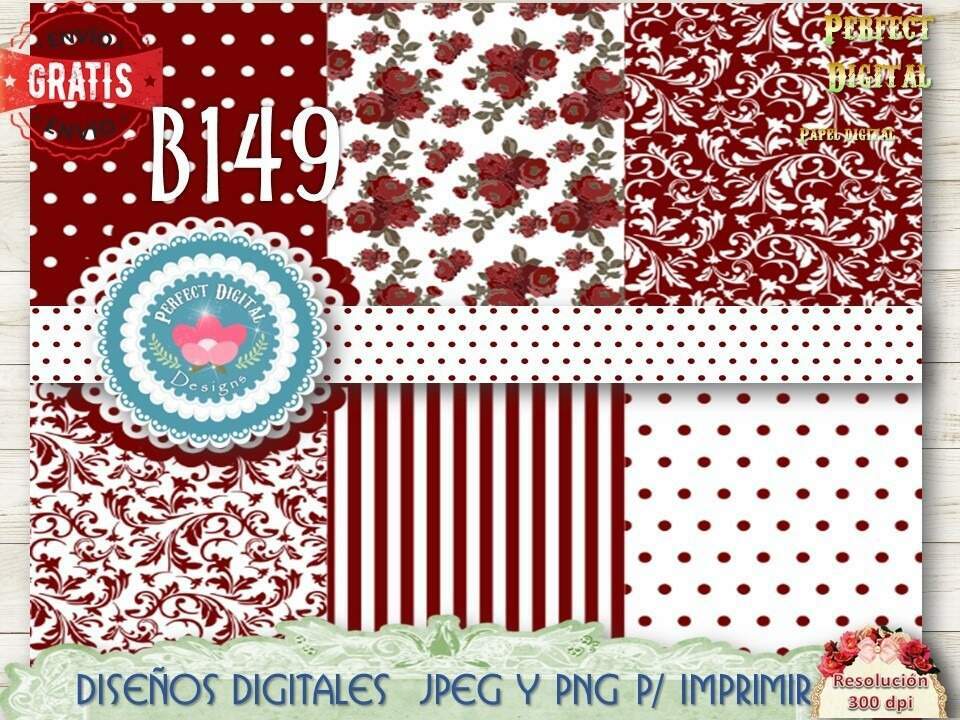 Kit Imprimible B149 Diseños Bordo Blanco Rosas Elegantes