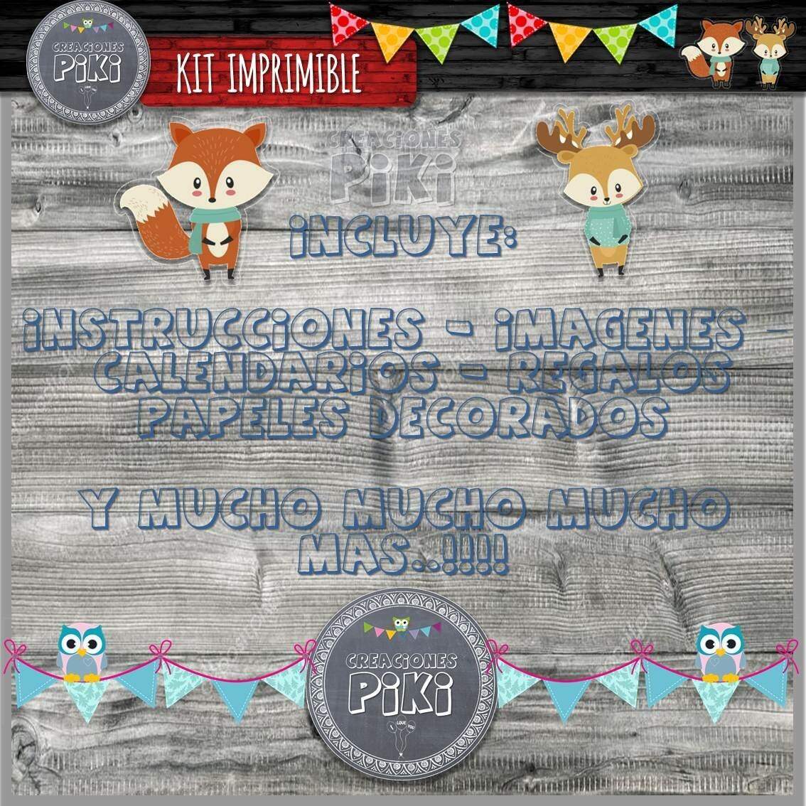 Kit Imprimible Candy Bar Animales Zorro Oso Mapache
