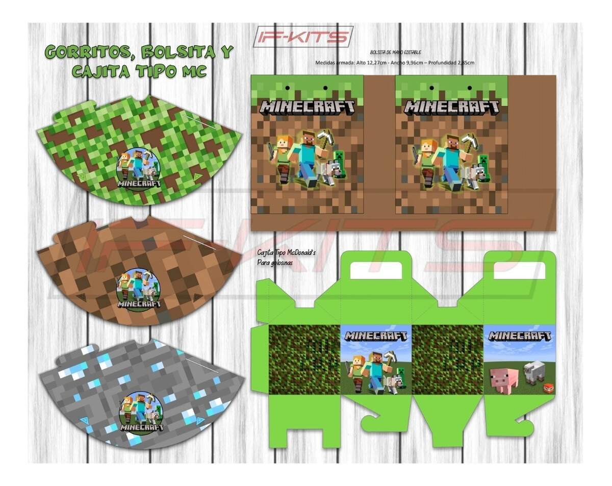 Kit Imprimible Minecraft Candy Bar Cumpleaños %100 Editable