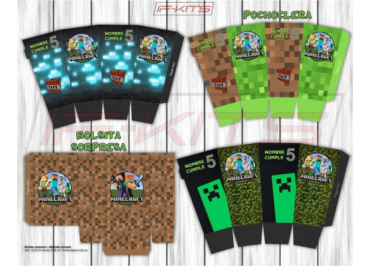 Kit Imprimible Minecraft Candy Bar Cumpleaños %100 Editable