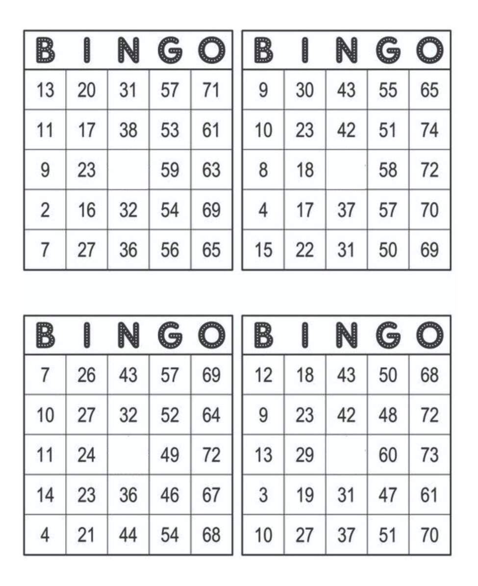 500 Cartelas Para Bingo Em Pdf - Numeração De 1 A 75 - serwer2311392 ...