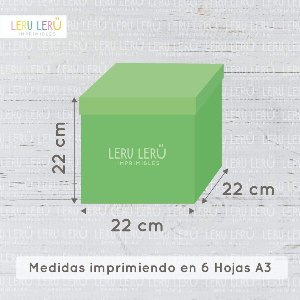 Molde Caja Cubo Con Tapa 22x22x22 Para A3 (editable)